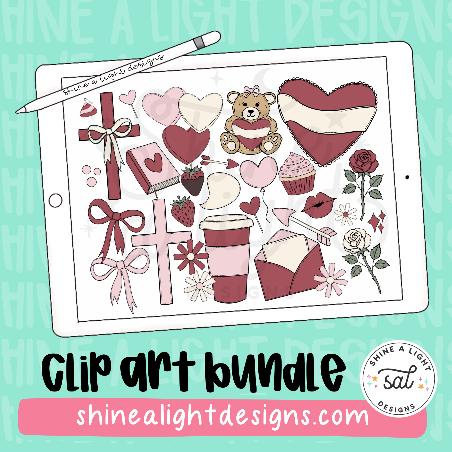 Valentine's Day Clip Art Bundle (Red) | Hand Drawn Clip Art – Shine A ...