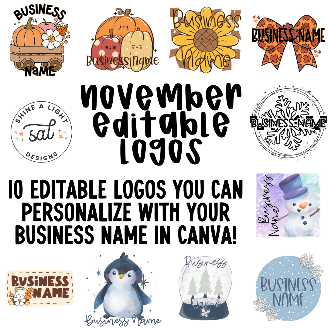 November 2025 Editable Logos *Requires Canva Pro – Shine A Light ...