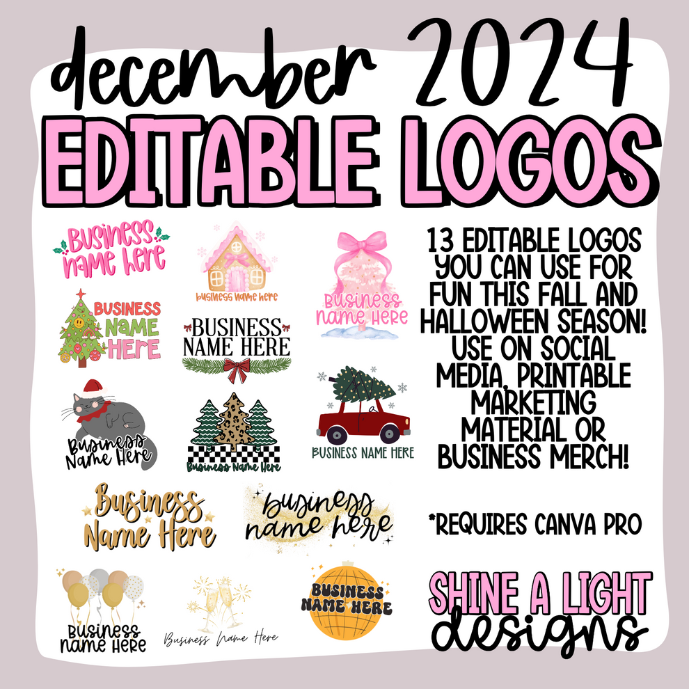 Editable Christmas & New Year Logos *Requires Canva Pro – Shine A Light ...