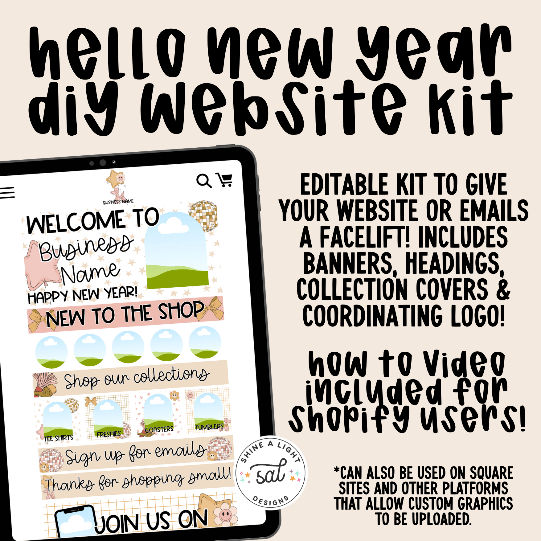 Hello New Year 2025 Website + Email Kit – Shine A Light Graphic Design
