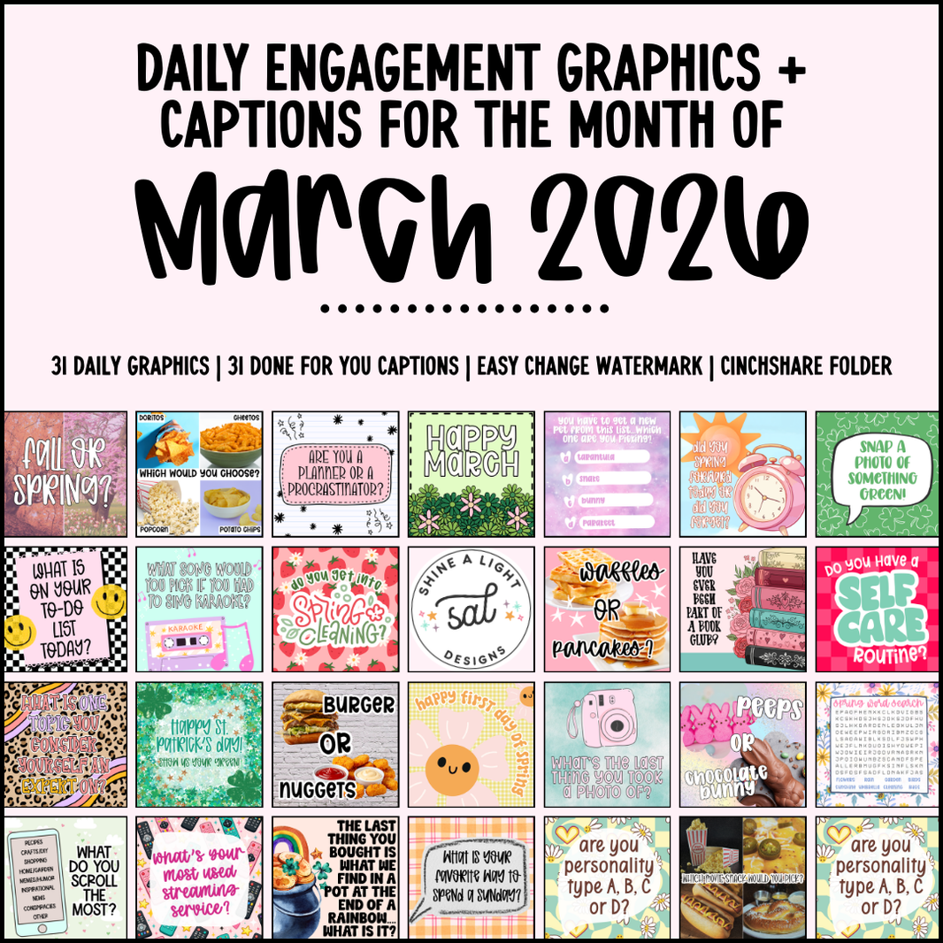 Monthly Engagement Bundles (Graphics + Verbiage) – Shine A Light ...