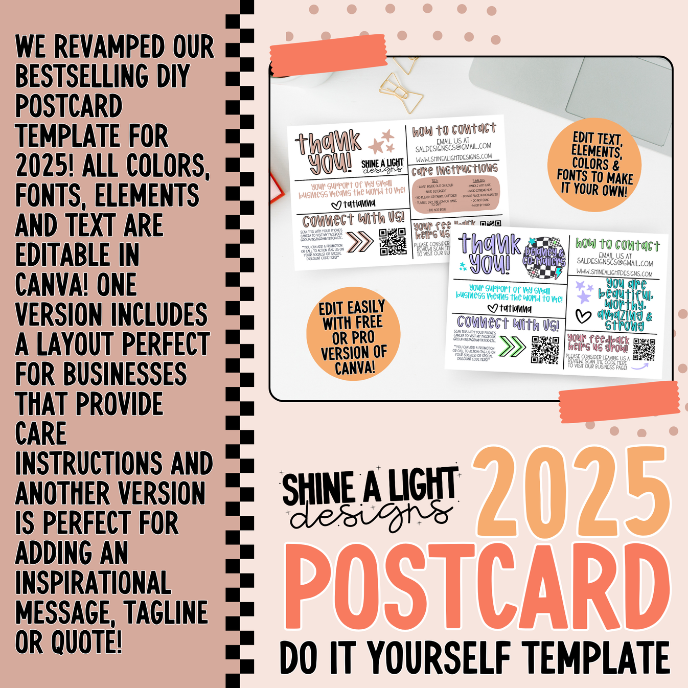 2025 DIY Postcard Canva Template – Shine A Light Graphic Design