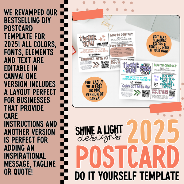 2025 DIY Postcard Canva Template – Shine A Light Graphic Design