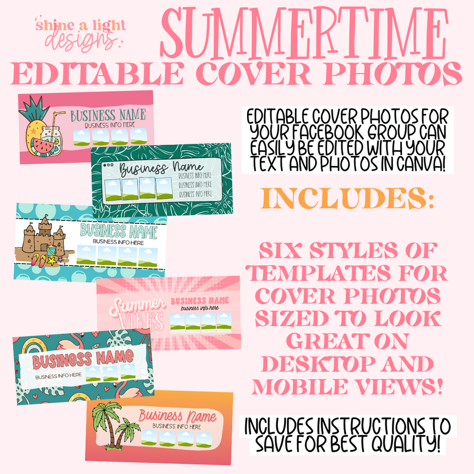 Editable Facebook Cover Photos – Shine A Light Graphic Design