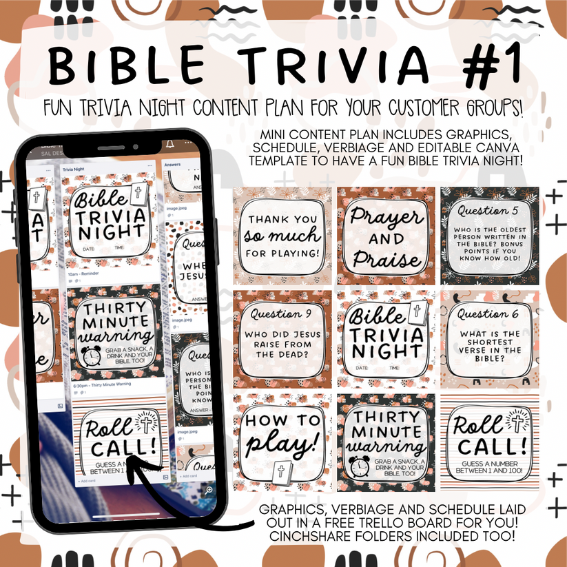 Bible Trivia Night 1 - Graphics, Schedule + Verbiage for Any Small Bus ...