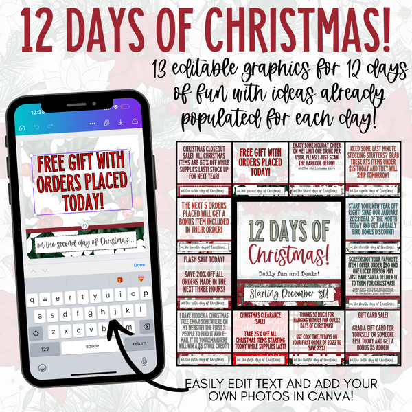 Canva-Editable 12 Days of Christmas Bundle – Shine A Light Graphic Design
